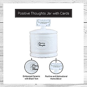 Young's Inc. Ceramic Positive Thoughts Jar with 365 Affirmation Cards - 6" L x 6" W x 6" H - Friendship Gift