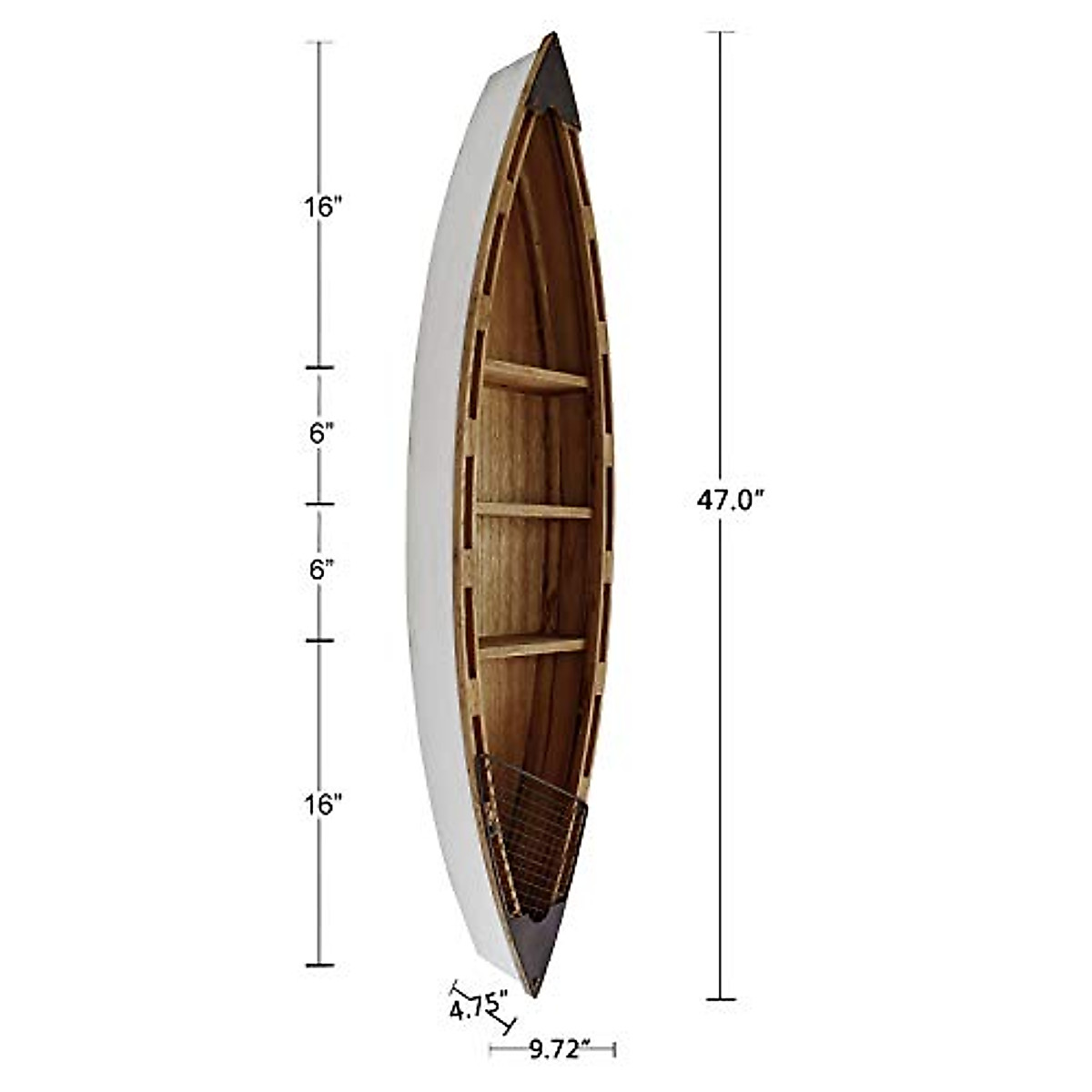 Wood Hanging Boat Shelf 47" Nautical 3-Tiered Shelves for Living Room Bathroom Bedroom - Beach Themed Decorative Bookcase Wooden Wall Art Ornament Display Shelf Rustic Coastal Home Decor (D)