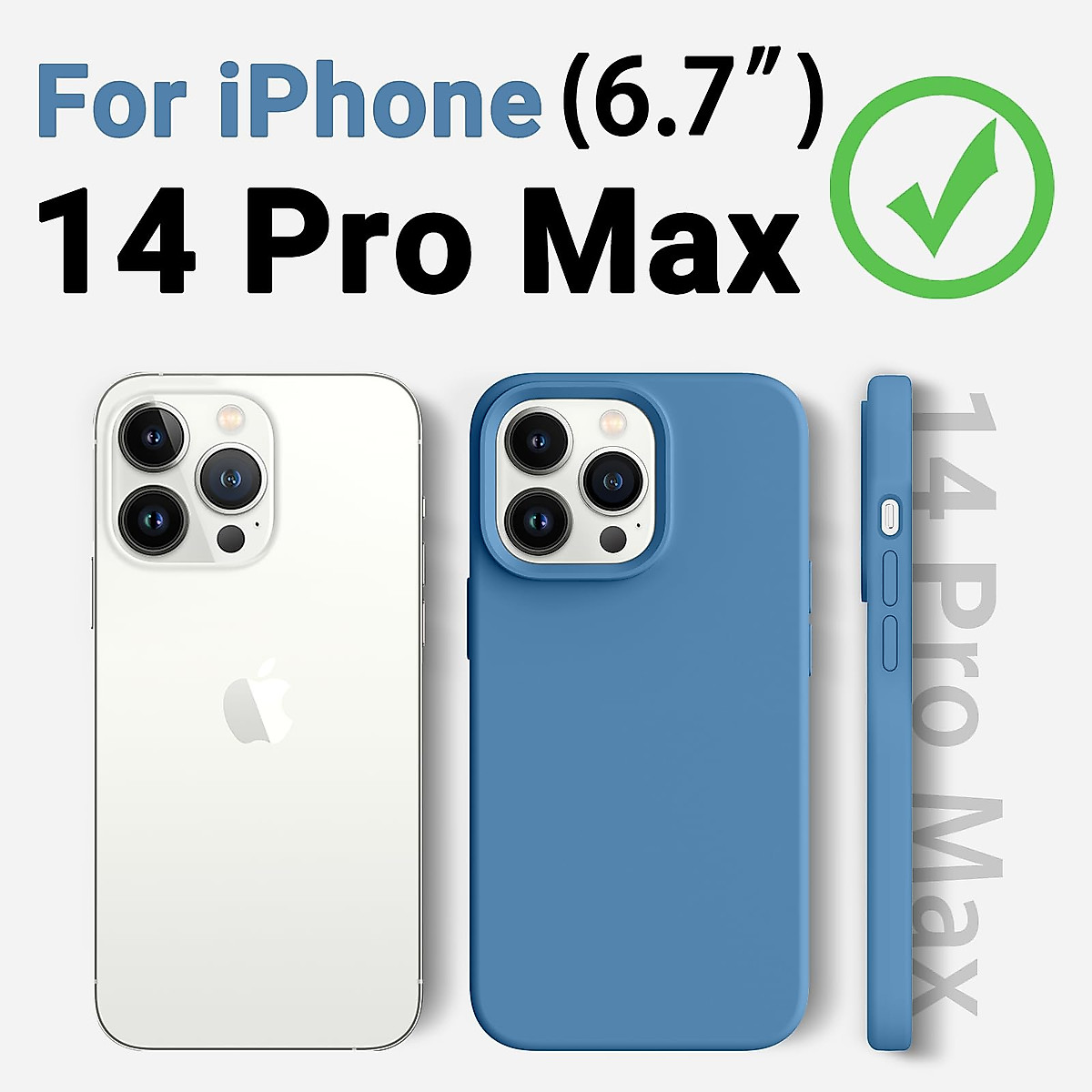 AOTESIER Shockproof Designed for iPhone 14 Pro Max Case, [Food Grade Silicone] [Military Drop Protection] with Anti-Scratch Lining Protective Phone Case for 14 ProMax, 6.7 inch, Azure Blue
