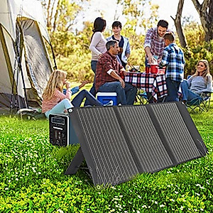 PIWAYPI 100W Portable Solar Panel, Foldable Solar Charger Kit with QC 3.0 USB Ports, 22% High Efficiency, Compatible with Jackery/EF/Anker Power Station for RV, Camping, Blackout