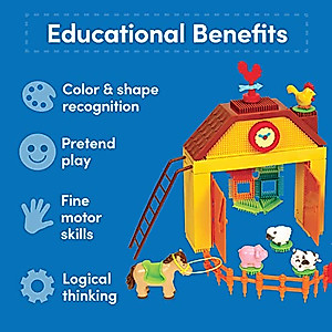 Battat- Bristle Blocks- STEM Interlocking Building Blocks- 67 pc Farm Playset- Developmental Toys for Toddlers & Kid- Barnyard Playset- 2 Years +
