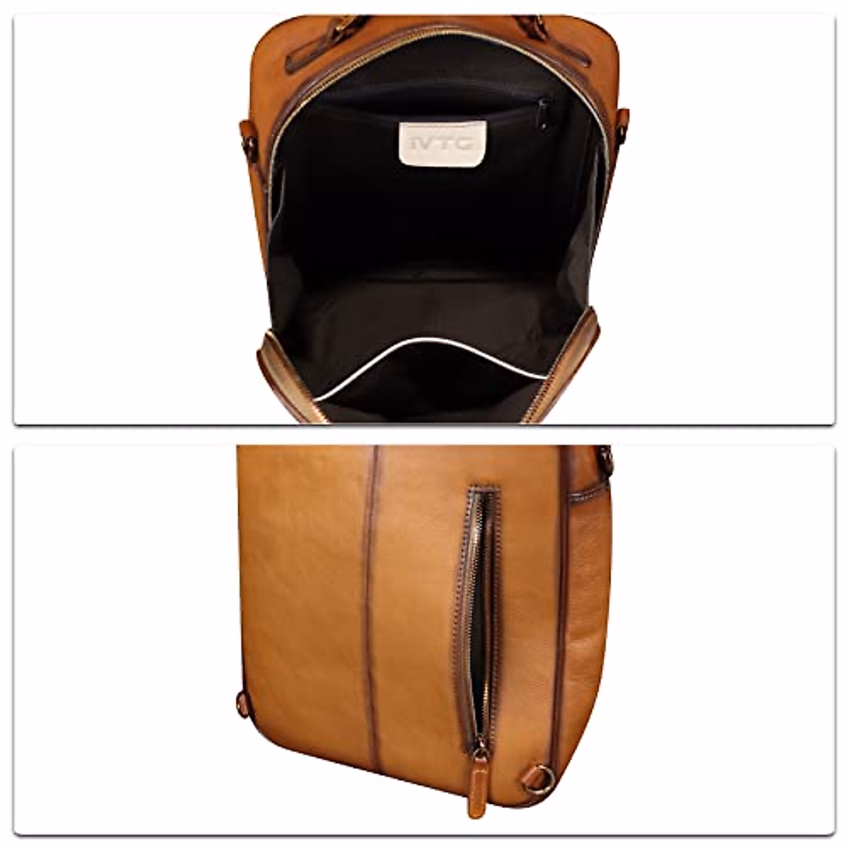 IVTG Genuine Leather BackpackVintage Knapsack Fashion Bookbag Handmade Retro Casual Satchel Daypack Purse (Brown)