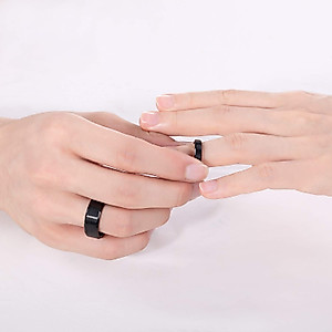 6mm Black Tungsten I Love You Ring for Men Women Engraved Couple Wedding Band Comfort Fit Size 8.5