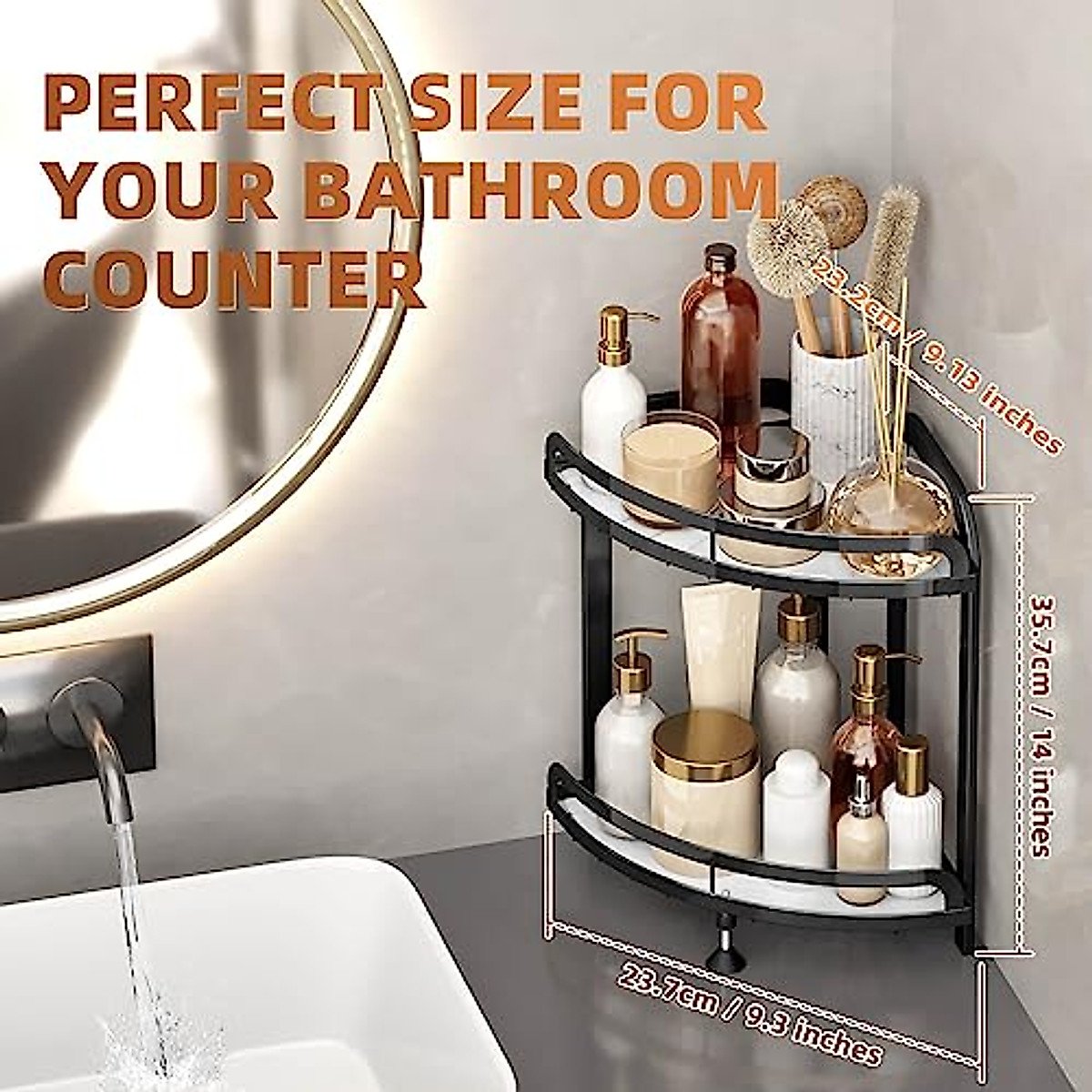 YIWANFW Under Sink Organizer and Storage, Corner Shelf Bathroom Counter Organizer, 2 Pack