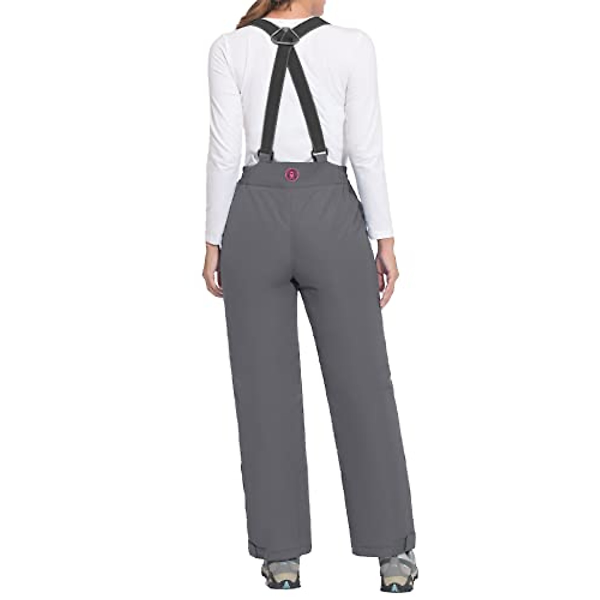 Little Donkey Andy Women's Ski Bibs Insulated Snow Pants, Water Resistant Snowboard Pants Winter with Detachable Suspenders (Iron Gate S)