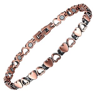 BioMag Copper Ankle Bracelet for Women, Magnetic Ankle Bracelet with 3500 Gauss Magnets, Heart-Shaped Adjustable Copper Anklet with Sizing Tool