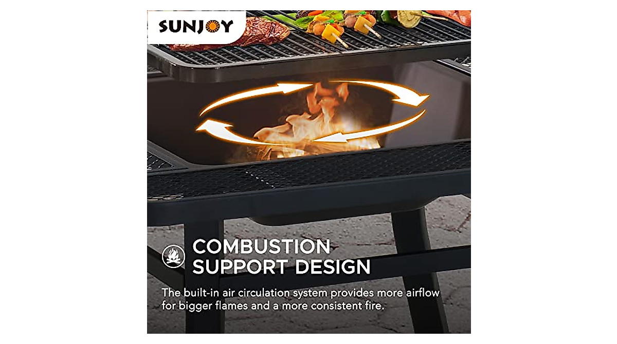 Sunjoy 38" Fire Pit with Swivel BBQ Grill