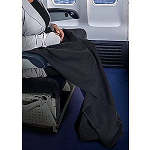Brookstone Travel Blanket with Foot Pocket and Packing Case - Lightweight Portable Fleece Blanket for Vacations, Airplanes, Trains, Buses, and Cars, Size OneSize, Blue