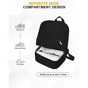 coofay Mini Black Backpack Purse For Women Anti Theft Backpack Small Gym backpack With Shoe Compartment Waterproof Backpack For College Aesthetic Backpack Simple Cute Backpack