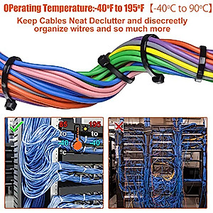 12 Inch Zip Ties (Bulk 1000 Pack Black & 100 Pack White),50LBS Tensile Strength Heavy Duty Cable Wire Ties With Self-Locking Adjustable Durable Nylon Tie Wraps for Indoor Outdoor (10 Pack Mount)