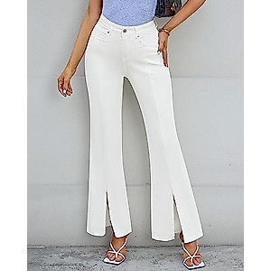 GRAPENT Curvy Jeans for Women - Y2K Trendy High Waist Flare Bootcut Bell Bottoms Plus Size Jeans - White Size 18
