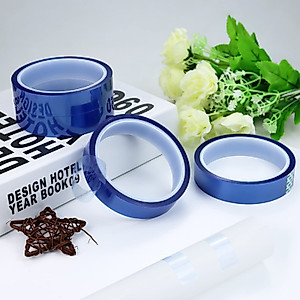 Fansunta 6 Rolls 20mm x 27m(90ft) Blue Heat Tapes, High Temperature Heat Resistant Tapes, Heat Transfer Tapes for Tumbler Sublimation Print Heat Sublimation Press No Residue and Heat Transfer Vinyl