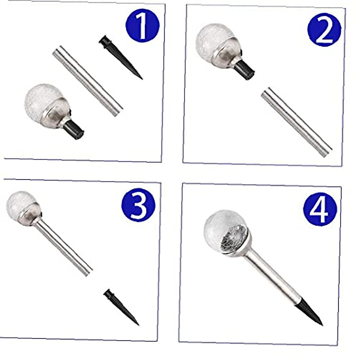 Bumper Solar Garden Stake Lights Cracked Glass Ball Dual LED Lamp with Colorful Light 4PCS Home and Garden