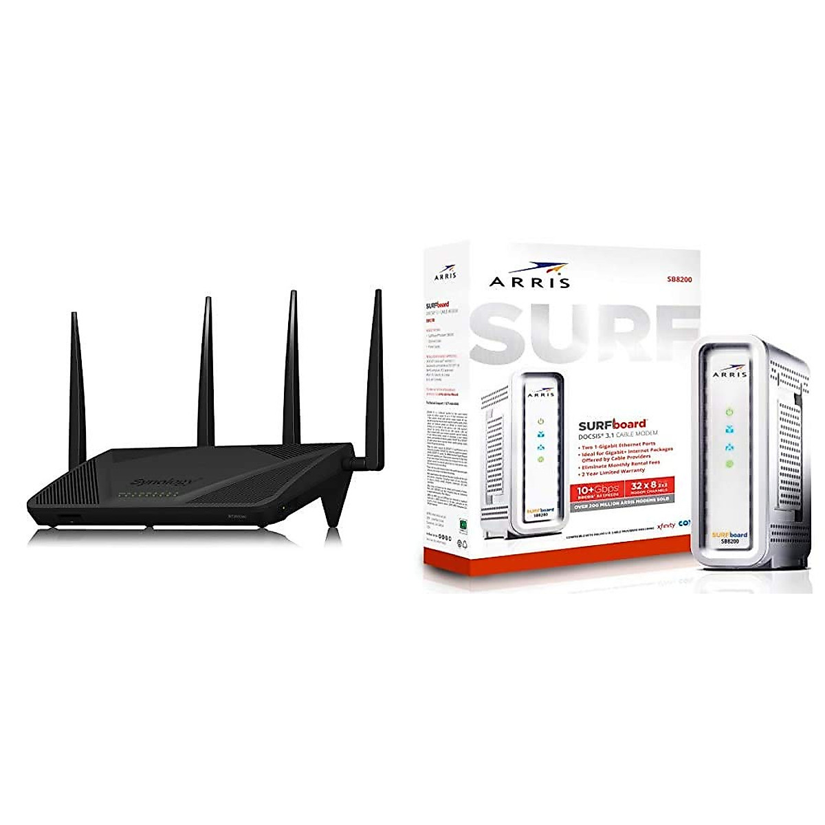 Synology RT2600ac Wi-Fi Router + Arris Surfboard SB8200 DOCSIS 3.1 Cable Modem Bundle