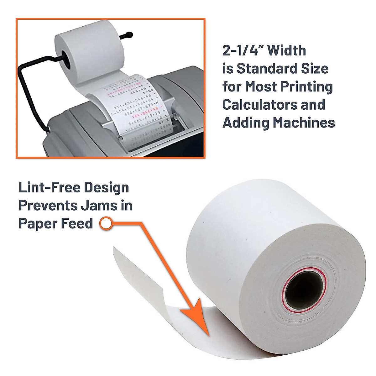 Victor 7050 Compact White Paper Rolls for Handheld and Portable Printing Calculators/Adding Machines/Ink Print Cash Registers 2.25” W x 150' FT (3-Pack)