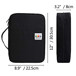 JAKAGO 220 Slots Colored Pencil Case Large Capacity Pen Holder for Artist Painter Zipper Organizer Bag for Marker Highlighter Storage Case for Office Sketch Travel Supplies (Black)