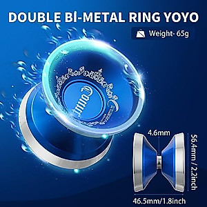 WATIEOBOO Unresponsive Yoyo Professional, Competitive Bi-Metal Yoyos for Professional Players, Tricks Yo-yo for Intermediate to Advanced Players with Precision Bearings S304AS (Sapphire Blue)