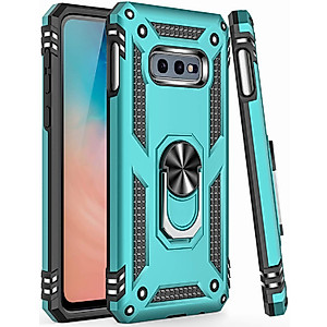 IKAZZ for Galaxy S10e Case with Screen Protector,Military Grade Shockproof Cover Pass 16ft Drop Test with Magnetic Kickstand Car Mount Holder Protective Phone Case for Samsung Galaxy S10e Turquoise