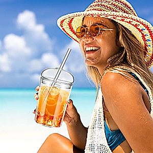 UPKOCH 3 Pack Cups with Lid and Coffee Tumblers Heat Resistant Milk Cup Clear Drinking Glasses for Bubble Tea Smoothie Coke Soda Home Office Bar