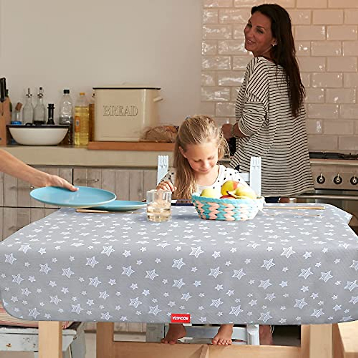 Mealtime Splat Mat for Under High Chair Mat, Non Slip Waterproof Floor Mats Washable Portable Picnic Splash Mat for Baby Art/Craft/Playtime, 42X46 Inch - Grey Star