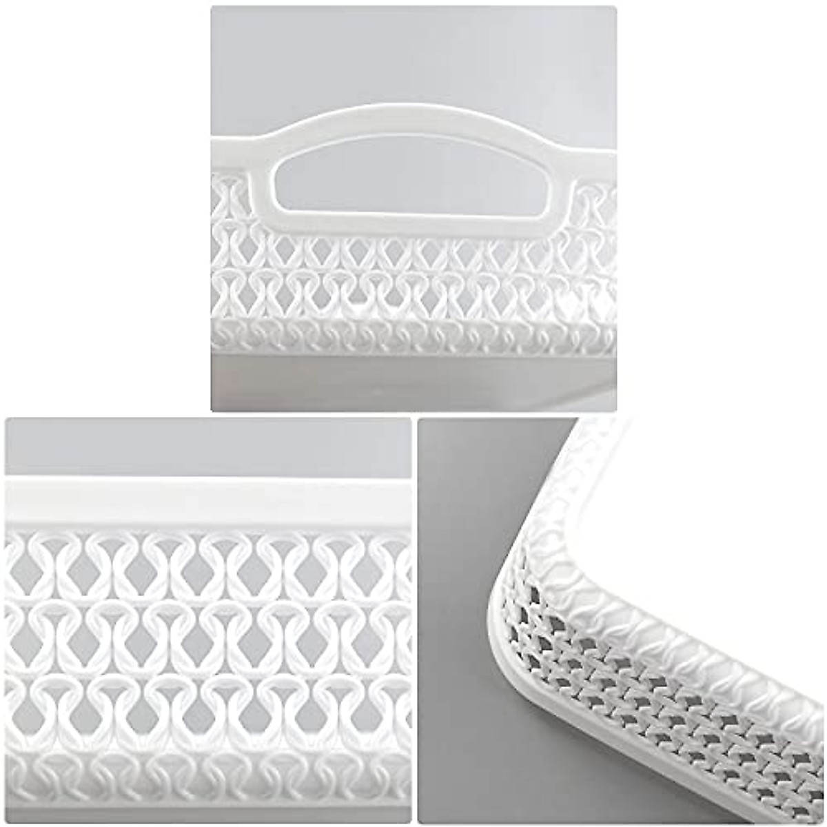 Nesmilers Plastic Storage Tray Baskets, 6-Pack White Basket Trays