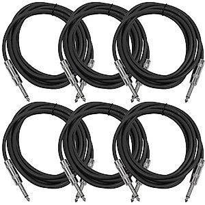 Seismic Audio Speakers Guitar Cables, TS ¼” Guitar Cables, Black, Pack of 6, 10 Feet