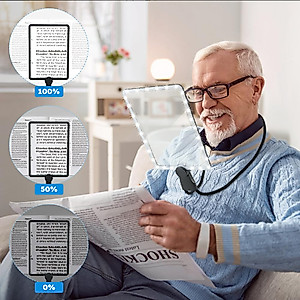 5X Hands Free Magnifying Glass with Light,Large Page Magnifier for Reading,Full Book Page Magnifier with Flexible Gooseneck and 50 Led Lights for Seniors Repair Sewing Newspaper