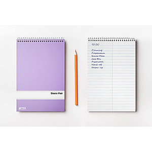 Better Office Products Spiral Steno Pads, 10 Pack, 6 x 9 inches, 80 Sheets, White Paper, Gregg Rule, Assorted Pastel Color Covers, 10 Steno Notebooks