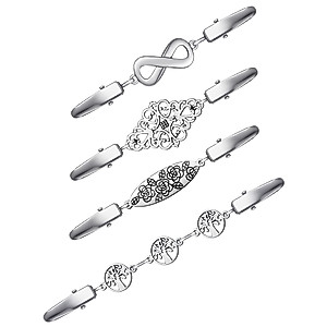 4 Pieces Vintage Sweater Shawl Clips Retro Cardigan Collar Clips Dress Shirt Brooch Clips for Women Wearing, 4 Styles(Vintage Style)