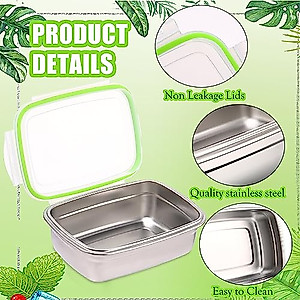 Nuanchu 6 Packs Stainless Steel Food Storage Containers Airtight Metal Food Containers Meal Prep Container Leak Proof Stackable Bento Lunch Box with Lids for Kitchen Travel Picnic and Camping (Green)