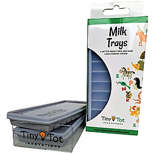 Breast Milk Freezer Storage Trays w/Carrier, 10-1oz Bars, 2 Silicone Containers w/Silicone Lids and Carrier, Food Grade Silicone