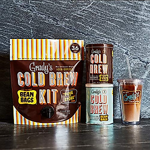 Grady's Cold Brew Coffee | Decaf | New Orleans Style Cold Brew Concentrate | 12 Bean Bags + 1 Pour & Store Pouch | 36 Total Servings