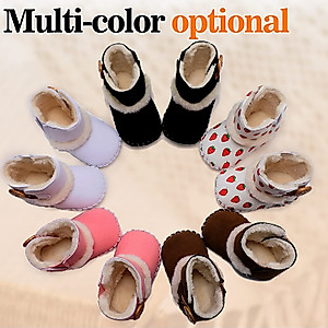 Baby Snow Boots with Fleece Fur Inner, Baby Girl Booties with Button Anti Slip Rubber Hard Sole, Toddler Girl Boots Warm Winter Shoes for Boy Girl 0-24 months, First Walker Newborn Crib Infant Baby Shoes.