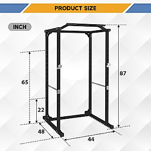 PayLessHere Multifunctional Squat Rack Power Cage with/Pull-Up Bar, J-Hooks, Safety Bars for Home Gym Use