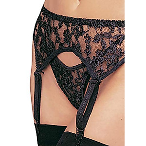 Leg Avenue LegAvenue-womens Lace Garter Belt and-Thong Set underwear, Black, Plus Size