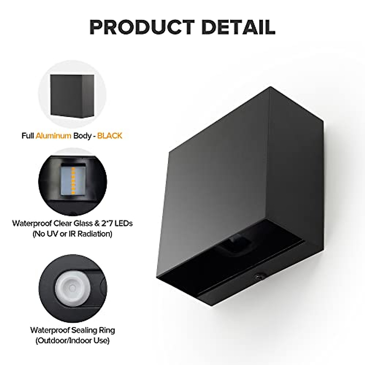 LUTEC 2-Pack LED Up & Down Modern Wall Lamp, Aluminum Anti-Rust Outdoor Indoor Wall Sconce, 10W 3000K Warm White, Adjustable Exterior Wall Light, Waterproof for Porch, Patio, Garden, Bedroom-Black