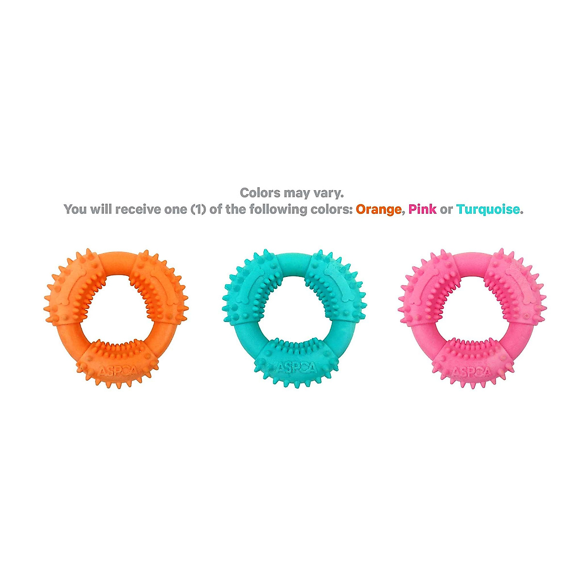 ASPCA Puppy Teething Spikey Ring Chew Toy, Non-Toxic TPR Rubber for Small to Medium Dogs - Random Color Shipped