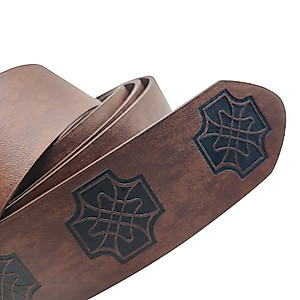 HiiFeuer Medieval Embossed PU Leather O Ring Belt, Retro Renaissance Knight Belt (Dark Brown A)