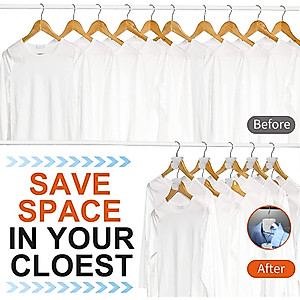 18 Pcs Space Saving Hanger Hooks, Clothes Hanger Connector Hooks to Create Up to 5X More Closet Space, AS SEEN ON TV, Heavy Duty Cascading Hanger Hooks for Organizer Closet, Fits All Hangers, White