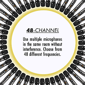 Wireless Microphone by Dolphin, MCX10 Portable Handheld Cordless Karaoke Microphone for Speakers with Transmitter, Silicon Ring, and Batteries