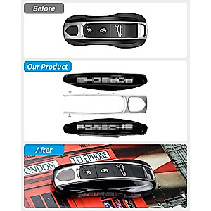 LIMBQS Car Key Protection Keychain, Key Cover for Porsche Macan Cayenne Panamera 911 (New Black)