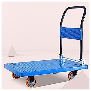 Generic Cart Plastic Platform Cart Portable Folding Hand Truck with Metal Handle and 4 Silent Wheels for Indoor and Outdoor Moving Transport Platform Truck Cart (Size : 72 * 46-440lb)