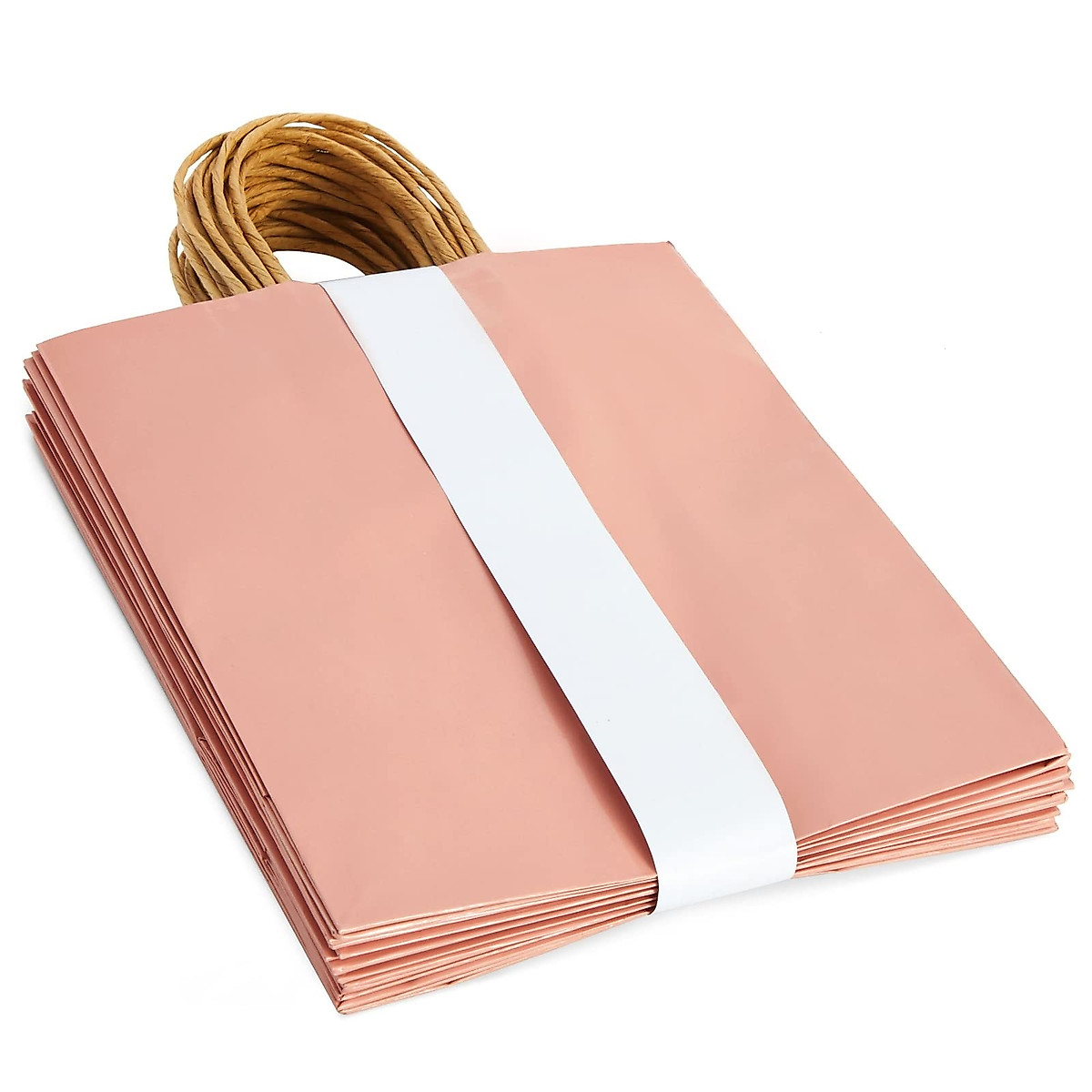 Juvale Medium Blush Pink Gift Bags with Handles for Wedding, Bridal Shower (8 x 10 in, 15 Pack)