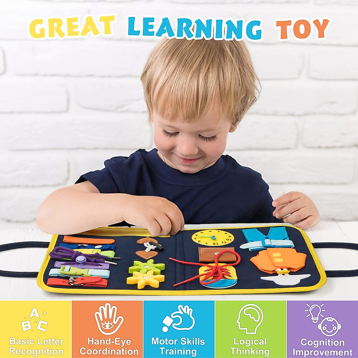 Busy Board Montessori Toys for Toddlers 2-4, Sensory Board Busy Book for Toddler Travel Toys Preschool Learning Activities Educational Toys for Toddlers 2 3 4 Year Old Boys Girls