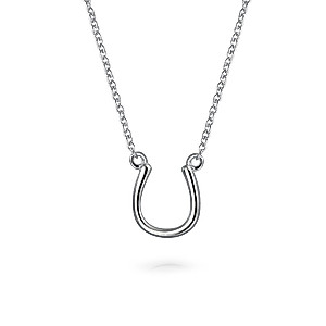 Personalized Engrave Layering Four Leaf Clover Shamrock Irish Lucky Horseshoe Pendant Necklace Western Jewelry For Women Teens .925 Sterling Silver Custom Engraved