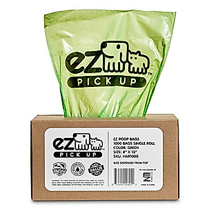 1000 Pet Waste Disposal Dog Poop Bags, EZ Pickup Bags Green (single roll, not on small rolls)