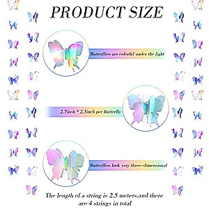 3D Butterfly Hanging Garlands Butterfly Laser Paper Party Streamers Decoration for Wedding Home Party Birthday Decorations Butterfly Baby Shower Decorations (4 Pieces)
