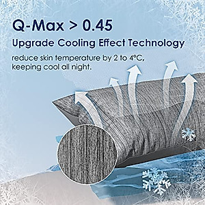 OMERAI Cooling Pillow Cases Standard Size for Night Sweats and Hot Sleepers, Double-Side Cooling Pillow Cases with Zipper, Grey Pillow Cases Set of 2 (20" X 26", Gray)