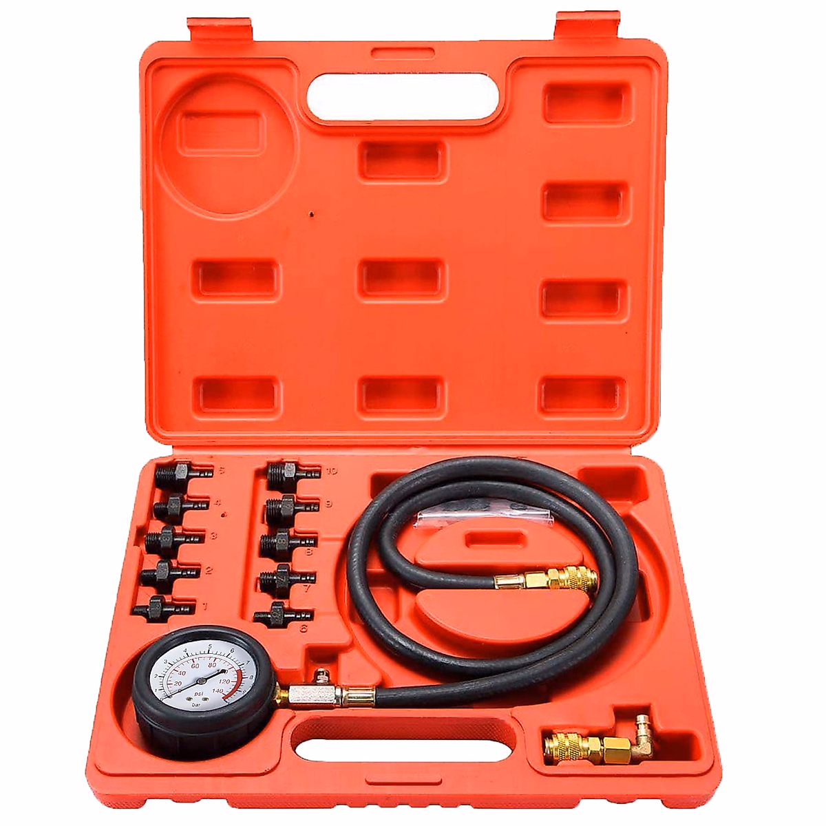 0-140 PSI Engine Oil PressureTester Gauge Kit TU-12A Automatic Transmission Diagnostic Test Tool 12 Pieces