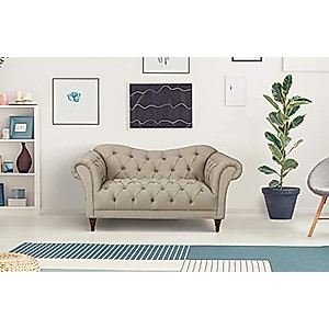 Lexicon Waverly Textured Fabric Tufted Love Seat, 69.5" W, Brown